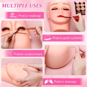 6 Pcs Lash Mannequin Head Silicone and Plastic Head Esthetics Mannequin Head Practice Training Head Makeup Head Makeup Mannequin Training Head for Practice Makeup Massage Graft Eyelash Acupuncture