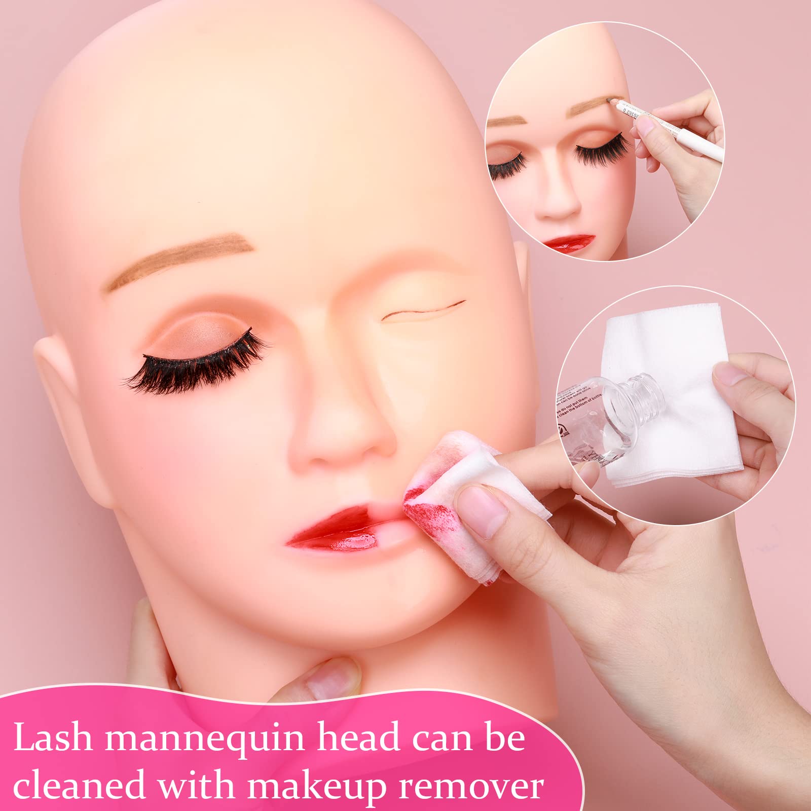 6 Pcs Lash Mannequin Head Silicone and Plastic Head Esthetics Mannequin Head Practice Training Head Makeup Head Makeup Mannequin Training Head for Practice Makeup Massage Graft Eyelash Acupuncture