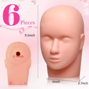 6 Pcs Lash Mannequin Head Silicone and Plastic Head Esthetics Mannequin Head Practice Training Head Makeup Head Makeup Mannequin Training Head for Practice Makeup Massage Graft Eyelash Acupuncture