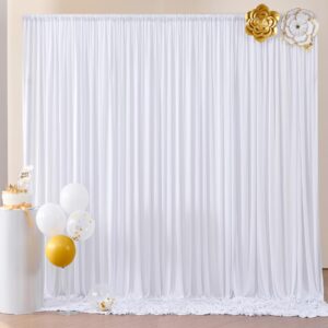 30ft x 10ft Wrinkle Free White Backdrop Curtain for Parties, Thick Fabric Photo Backdrop Drapes 6 Panels 5x10ft for Wedding Birthday Party Photography Background Baby Shower