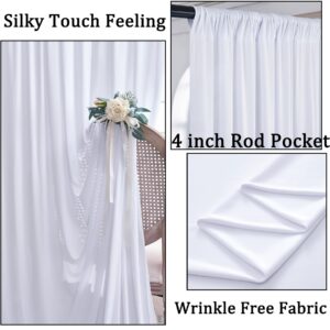 30ft x 10ft Wrinkle Free White Backdrop Curtain for Parties, Thick Fabric Photo Backdrop Drapes 6 Panels 5x10ft for Wedding Birthday Party Photography Background Baby Shower