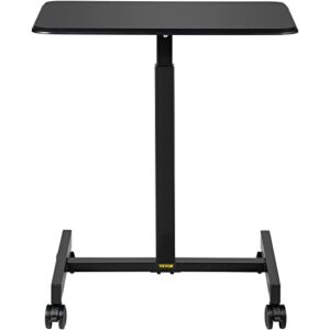 VEVOR Mobile Laptop Desk, 30" to 43.3", Height Adjustable Rolling Cart w/Gas Spring Riser, Swivel Casters and Hook Home Office Computer Table for Standing or Sitting, Black