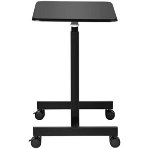 VEVOR Mobile Laptop Desk, 30" to 43.3", Height Adjustable Rolling Cart w/Gas Spring Riser, Swivel Casters and Hook Home Office Computer Table for Standing or Sitting, Black