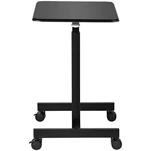 VEVOR Mobile Laptop Desk, 30" to 43.3", Height Adjustable Rolling Cart w/Gas Spring Riser, Swivel Casters and Hook Home Office Computer Table for Standing or Sitting, Black