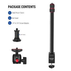 NEEWER 2PCS Extendable Camera Desk Mount with 1/4" Ball Head, 17”–40” Adjustable Table Light Stand with 1/4" Adapter and C Clamp for DSLR Camera, Ring Light, Live Stream, Vlog, Max Load: 6.6lb/3kg