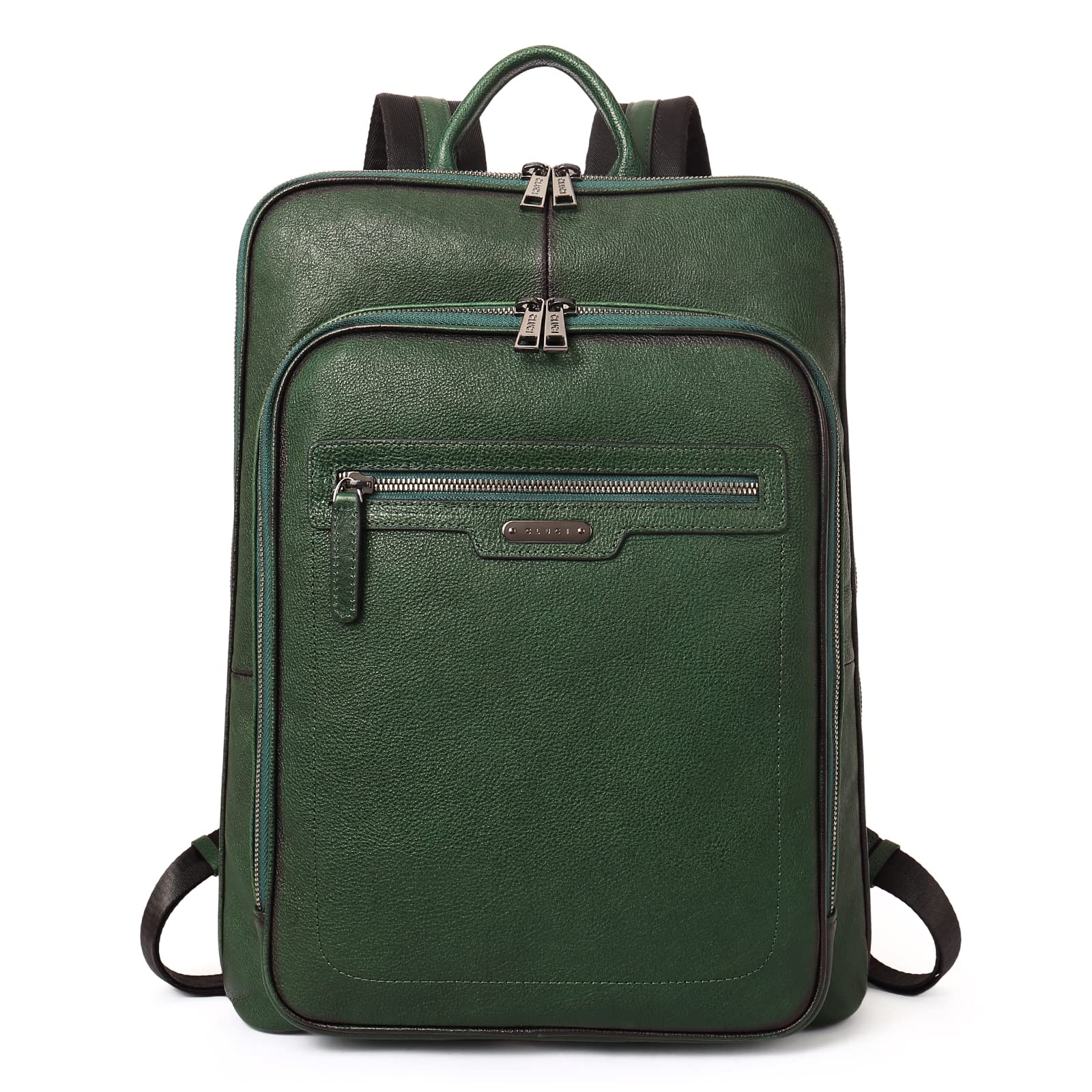 CLUCI Vegetable Tanned Full Grain Leather 15.6 inch Laptop Backpack Purse for Women Casual Daypack Travel Backpack Sassafras Green