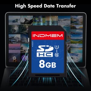 INDMEM SD Card 8GB 5 Pack UHS-I U1 Class 10 8G SDHC Flash Memory Card Compatible with Digital Camera, Computer, Trail Cameras