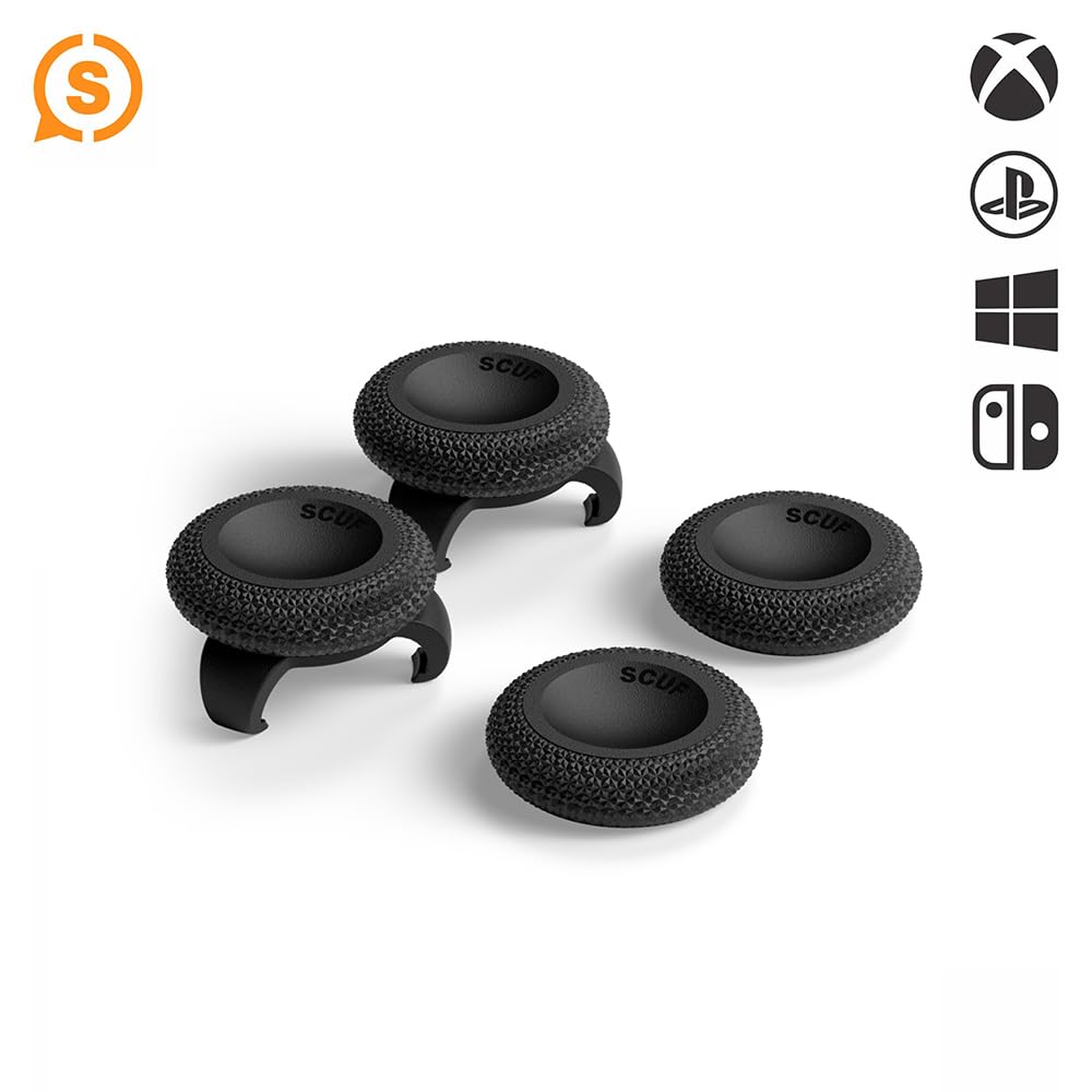 SCUF Thumbstick Grips - 4 Pack with 2 Bases - Catalyst - Joystick Thumb Grips For Xbox One and Xbox Series X & S, PS4, PS5, Nintendo Switch Pro Controller - Black