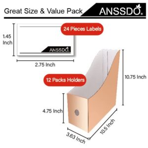 ANSSDO 12 Pack Rose Gold Magazine Holders, Premium Magazine File Holder for Desk, Foldable Cardboard File Folder Organizer as Book Bins Folder Holder for Office or School