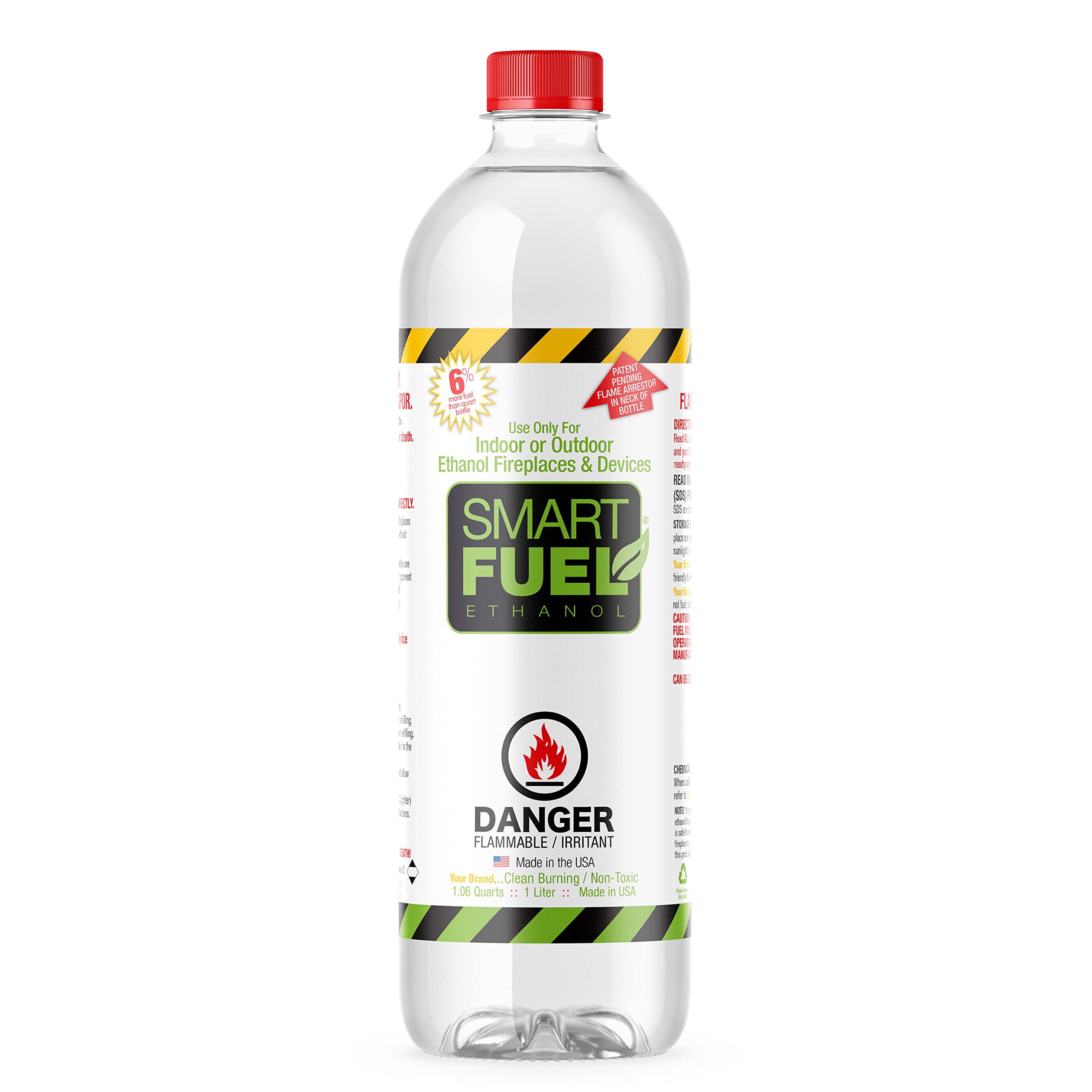 Smart Fuel Ethanol 3 x 1 Liter - High Purity Ethanol 1 Liter - Bioethanol Fuel for fireplaces, Stoves and Burners. Denatured Alcohol (1.06 Quart) Clean Burning, Sustainable Fuel