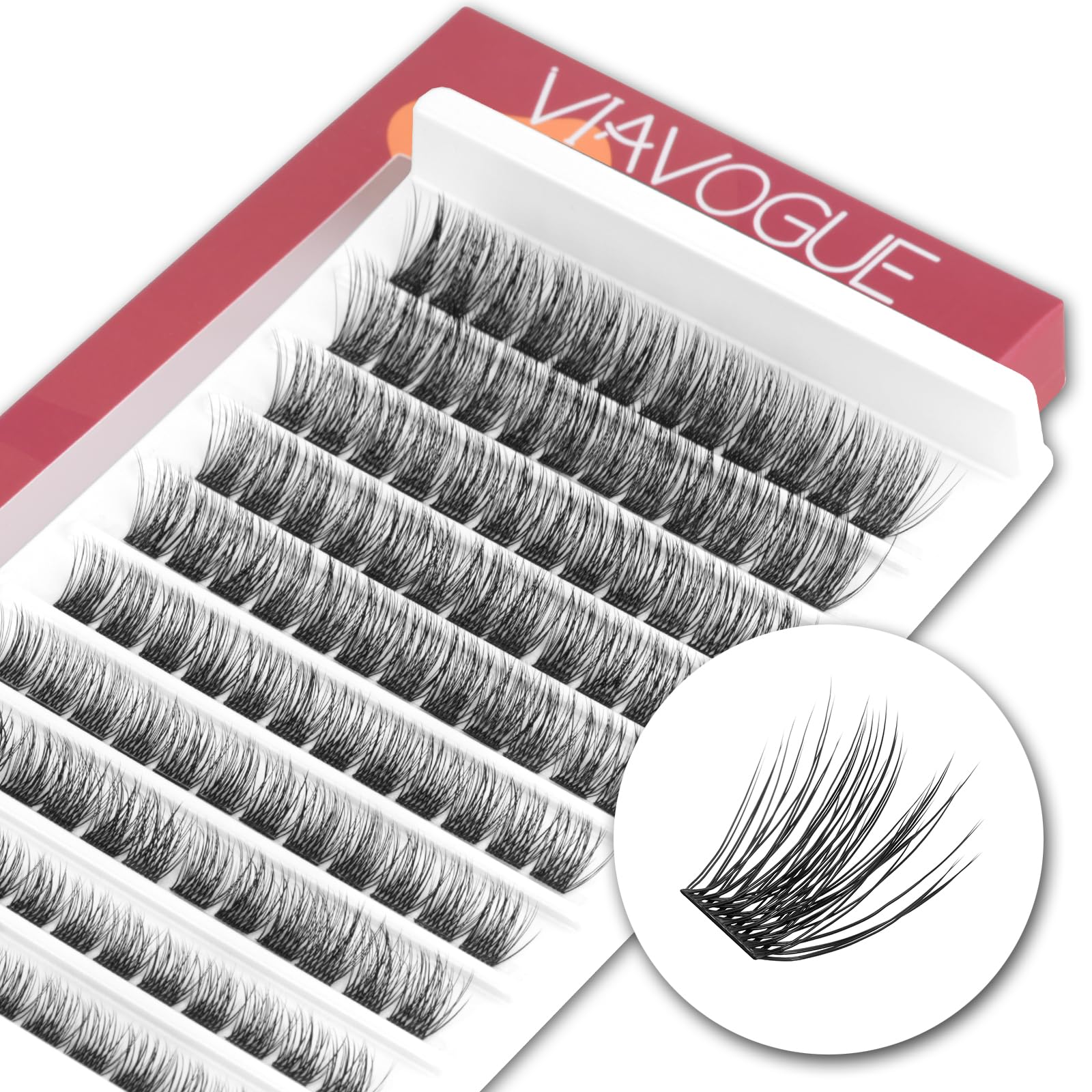 VIAVOGUE Lash Clusters, 120 Eyelash Extension Clusters, Reusable Wispy Volume Natural Look Soft and Lightweight Individual Lashes, Apply the Cluster Lashes Underneath Natural Lashes (Volume Mix)