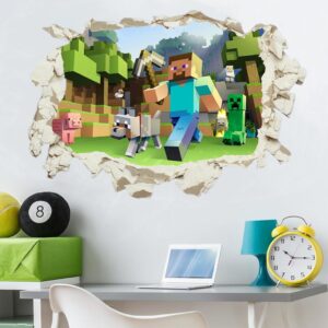 minecraft wall decor, kids room wall decor, wall art room boys bedroom poster mural wallpaper wall stickers gift