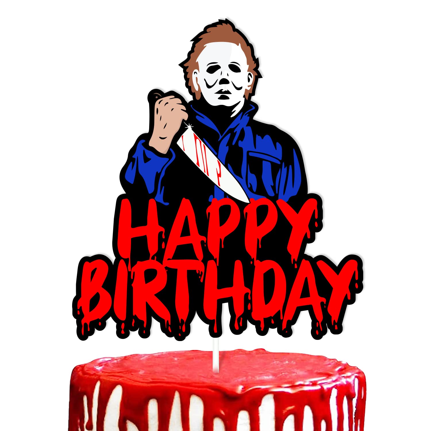 Culxfaiyr Have a Killer Cake Topper Horror Movie BIrthday Cake Decoration Murder Blood Knife Horrific theme Decor for Men Women Boys Girls Bday Party Event Anniversary Halloween Celebration Supplies