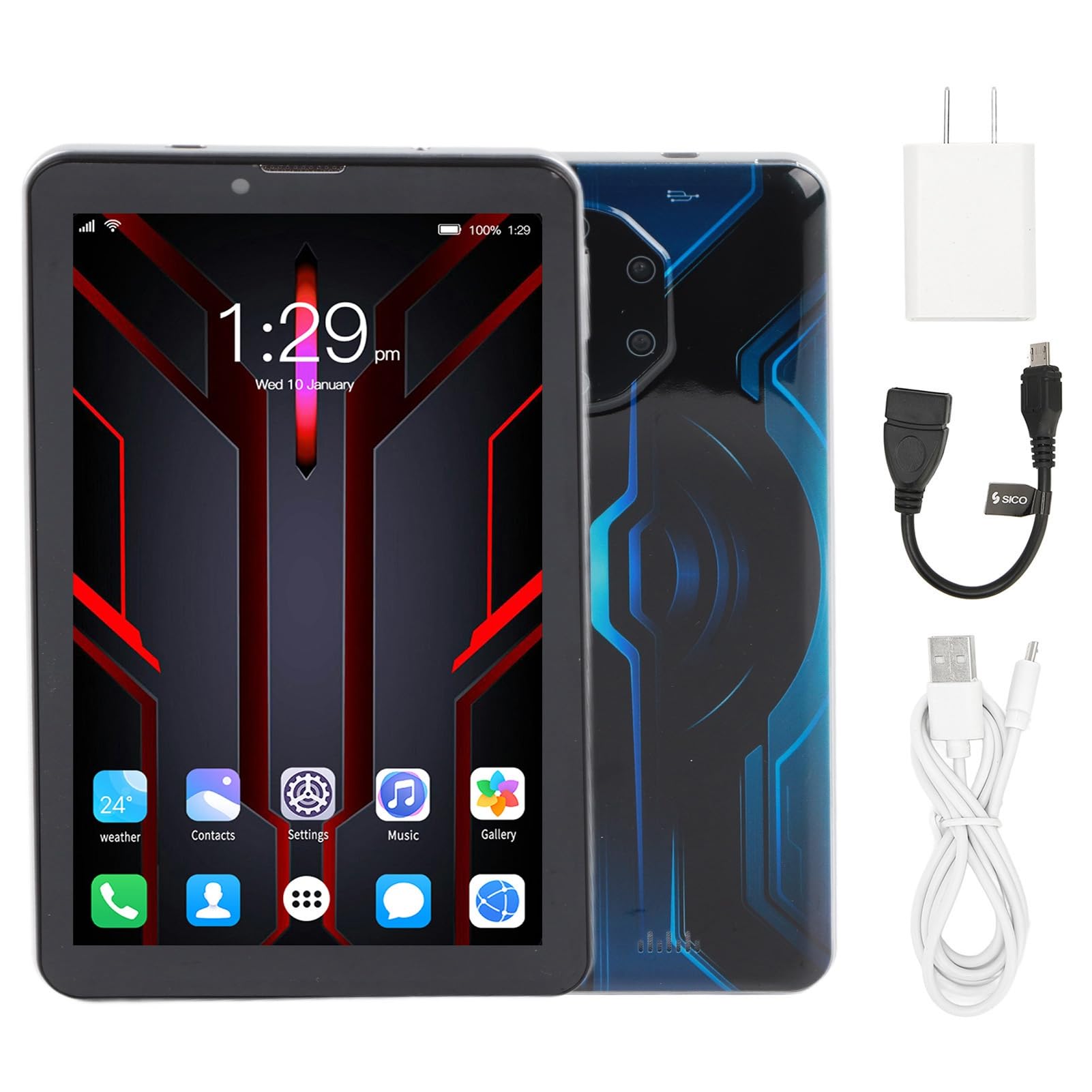 PUSOKEI Android Tablet, 7in 1080P IPS Touch Screen, 4GB RAM 32GB ROM, MT6592 8 Cores CPU, HD Dual Camera, Bluetooth 5.0, Dual Band WiFi, Dual SIM Slot, 6000mah Battery(Bright Blue)