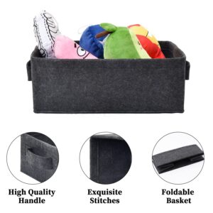 KEFOMOL Felt Storage Bins, Closet Organizers and Collapsible Shelves Storage, Felt Foldable Storage Baskets for Bathroom, Closet, Basket for Toy and Book Storage (Dark Gray, Medium)