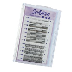 saibinuo 240pcs mixed pack c curl false eyelash extension individual lashes lower bottom lash (5-6mm) fairy style a shape (10-12mm) fish tail (9-11mm) natural clusters, 240 count (pack of 1).