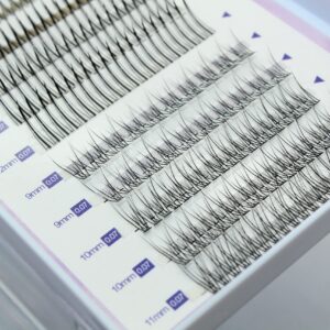 Saibinuo 240pcs Mixed Pack C Curl False Eyelash Extension Individual Lashes Lower Bottom Lash (5-6mm) Fairy Style A Shape (10-12mm) Fish Tail (9-11mm) Natural Clusters, 240 Count (Pack of 1).