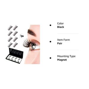 No Glue Magnetic Eyelashes Natural Look, Half Eye 2 Magnets Reusable False Eyelashes with Applicator