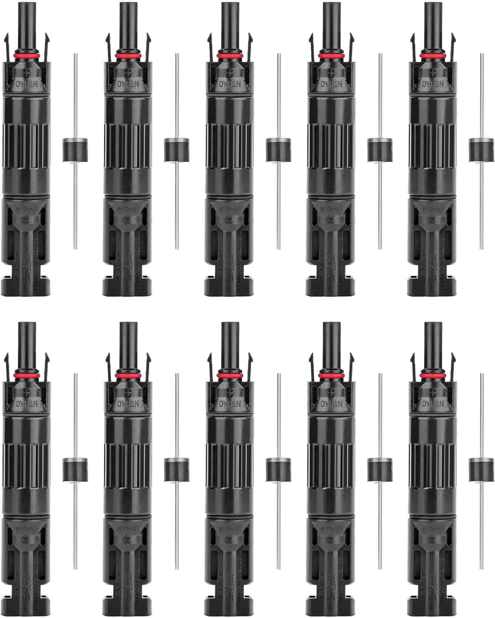 BAITHNA 30A PV Solar Panel Connector Male/Female Built-in Diode Solar Wire Connectors Waterproof Anti-backflow (10 PCS)