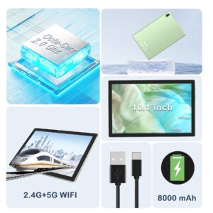 Oangcc Android 13 Tablet 10 Inch 2024 Latest with 12GB(6+6 Expand)+128GB Keyboard Mouse WiFi Bluetooth GPS 512GB Expand Support, Dual Camera Computer Tablets with Case - Green