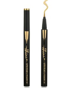 gold glitter eyeliner liquid liner-1pcs gold metallic satin shimmer sparkling colored eye liner eyeshadow makeup pen, long lasting high pigmented waterproof smudge-proof eyeliner pencil,gift for women