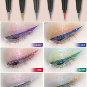 Gold Glitter Eyeliner Liquid Liner-1Pcs Gold Metallic Satin Shimmer Sparkling Colored Eye Liner Eyeshadow Makeup Pen, Long Lasting High Pigmented Waterproof Smudge-proof Eyeliner Pencil,Gift for Women