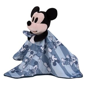 Disney Mickey Mouse Blue and Navy Striped Super Soft Sherpa Baby Blanket and Security Blanket 2-Piece Set