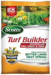 scotts turf builder winterguard fall weed & feed3, weed killer plus fall fertilizer, 4,000 sq. ft, 11.43 lbs.