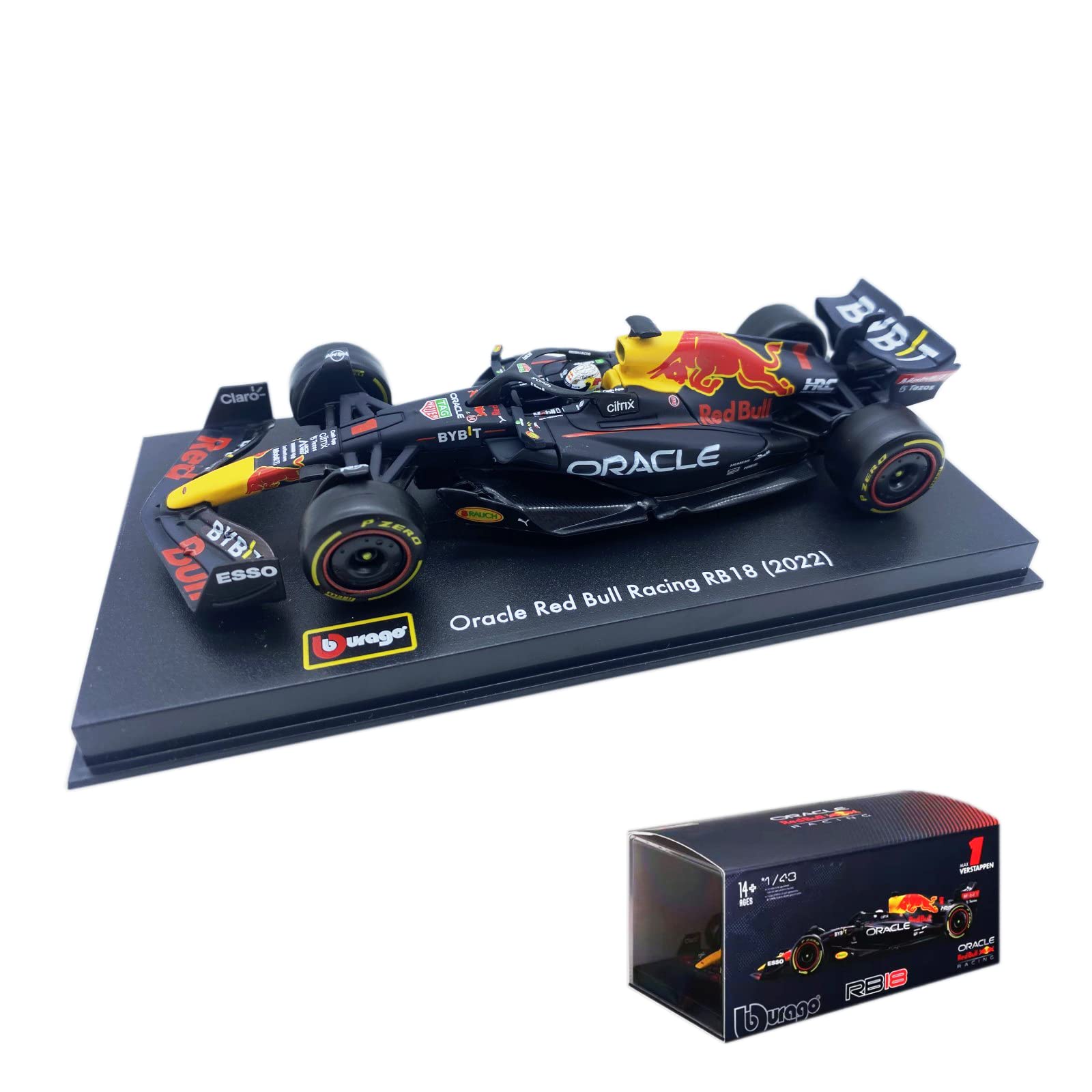 HTLNUZD Bburago 1:43 2022 F1 Champion Racing RB18#1 Formula Max Verstappen 1/43 NO.1 Alloy Car Die Cast Model Toy Collectible (Hardcover Version)