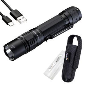 fenix pd36r pro high lumen tactical flashlight, 2800 lumen dual rear switches usb-c rechargeable with battery and lumentac organizer