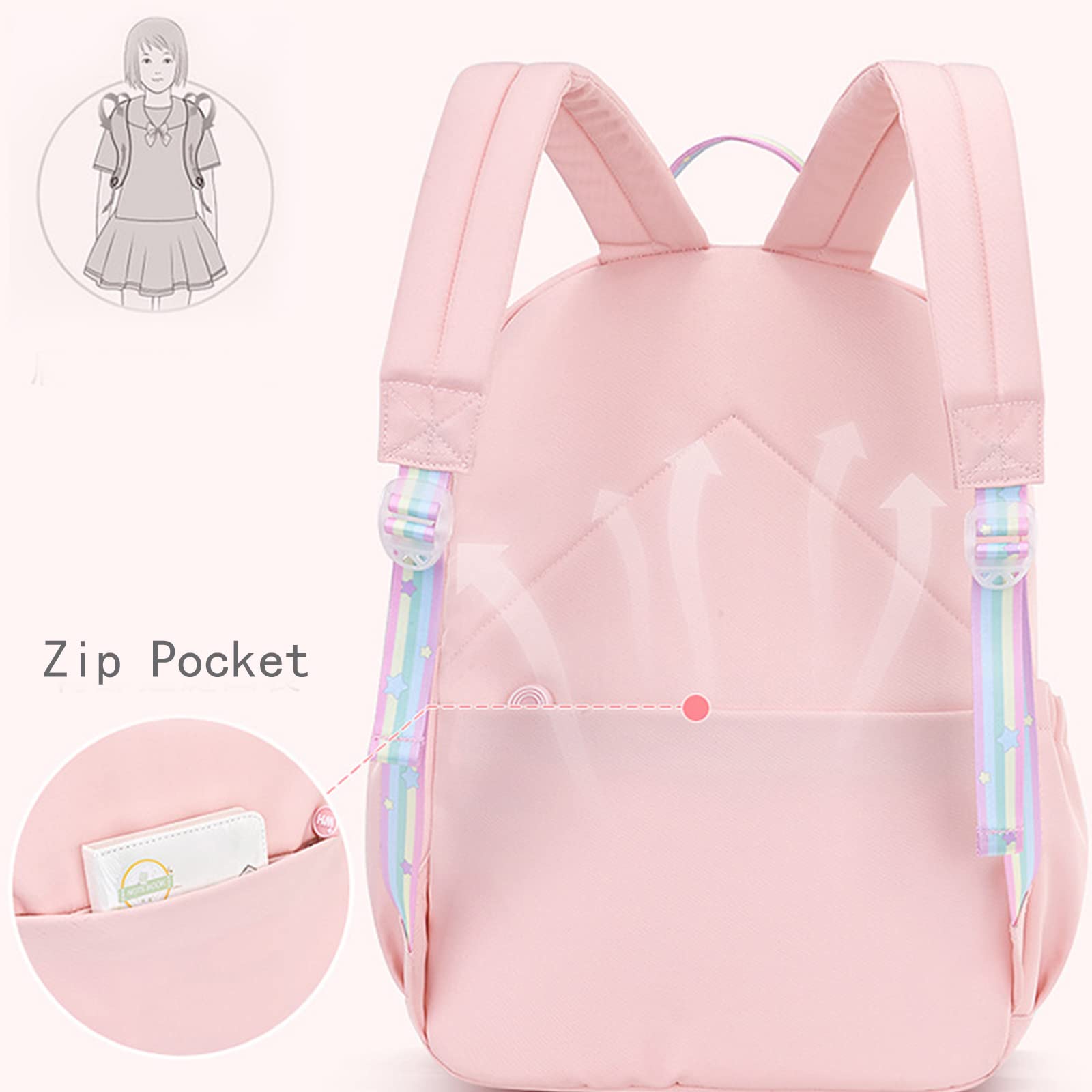 KEBEIXUAN Cute Backpacks for School Girls Aesthetic Bright Color Kids Backpack Bookbag for Girls 6-12 Years Old