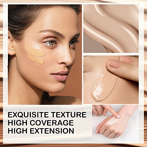 Beauty Glazed Soft Matte Silky Full Coverage Liquid Foundation, Multi-Use Buildable Foundation Lightweight Feel Oil Control Longwear Naturally Flawless Coverage Foundation (101 Porcelain)