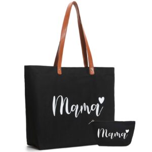 lamyba new mom gifts, mothers day gifts from daughter son kids, mama bag tote for hospital or baby essentials, pregnancy must haves, mom to be gift, black