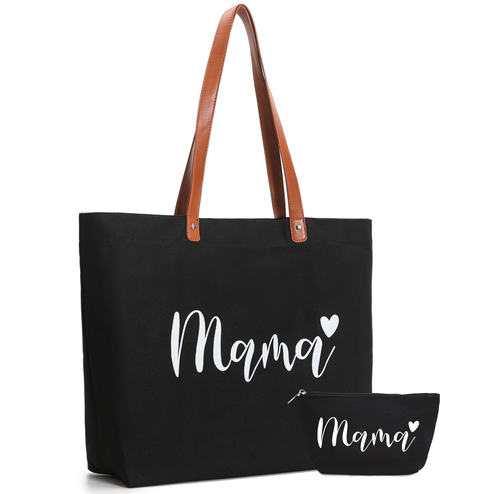 Lamyba New Mom Gifts, Mothers Day Gifts From Daughter Son Kids, Mama Bag Tote for Hospital or Baby Essentials, Pregnancy Must Haves, Mom to Be Gift, Black