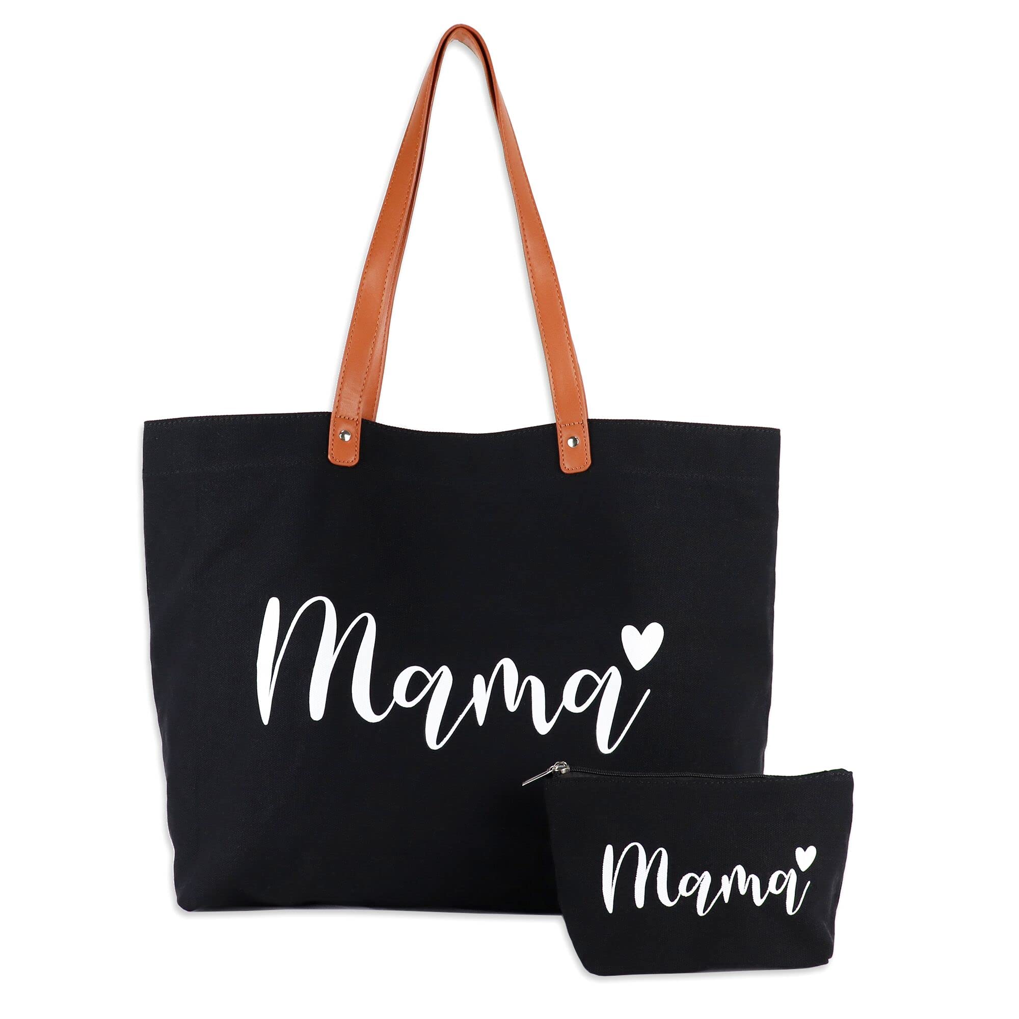 Lamyba New Mom Gifts, Mothers Day Gifts From Daughter Son Kids, Mama Bag Tote for Hospital or Baby Essentials, Pregnancy Must Haves, Mom to Be Gift, Black