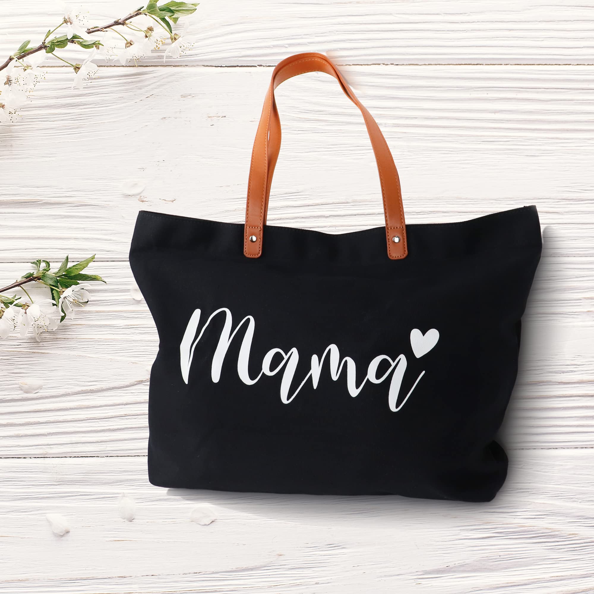 Lamyba New Mom Gifts, Mothers Day Gifts From Daughter Son Kids, Mama Bag Tote for Hospital or Baby Essentials, Pregnancy Must Haves, Mom to Be Gift, Black