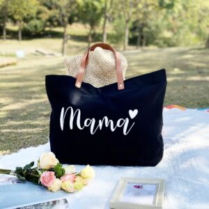 Lamyba New Mom Gifts, Mothers Day Gifts From Daughter Son Kids, Mama Bag Tote for Hospital or Baby Essentials, Pregnancy Must Haves, Mom to Be Gift, Black