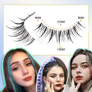 Anime Lashes With Clear Band Korean Lashes Natural Look 13mm Korean Eyelashes Wispy Anime Eyelashes 10 Pairs False Lashes Japanese Korean Natural Lashes Asian Lashes by Obeyalash