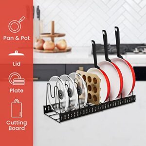 Podxco Pot And Pan Organizer for Cabinet, Expandable Pots And Pans Organizer, Metal Heavy Duty Pot Rack Organizer, Adjustable Pot Lid Organizer Holder for Kitchen Cabinet Cookware Baking Frying Rack