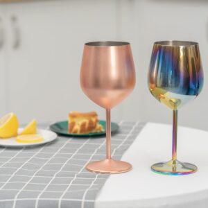 UNISWEET Stainless Steel Stem Wine Glasses 2PCS Stainless Steel Wine Goblets for Party Office Wedding Anniversary Great for Red White Wine