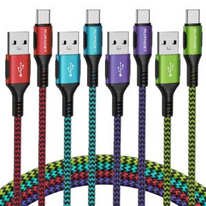 aurnoet usb c cable 4pack 6ft type c charger nylon braided usb c charger cord fast charging cable for samsung galaxy s21 s20 s10 plus note 10 lg google pixel moto etc