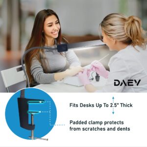 Desk Lamp for Nail Professionals – DAEV 27” Gooseneck Arm Nail Lamp for Desk, Bright Workbench Light, Hobby Light, Architect Lamp – 120 LEDs of Flicker-Free Daytime Light