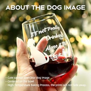 RorAem Wine Glasses Dog Wine Glasses Gifts for Dog Lovers - If The Dog Is Home Etched Stemless Wine Glass - Dog Lovers Gifts for Women -16oz