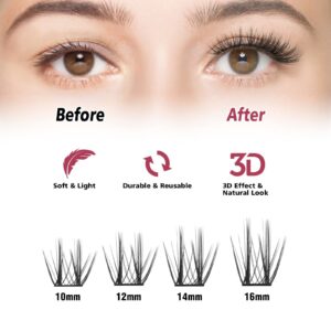 FLOMAZE Lash Clusters 100 Pcs DIY Eyelash Extension Wide Stem Lightweight Handmade Reusable Individual Lashes DIY at Home (Wings-100 pcs-Mixed)