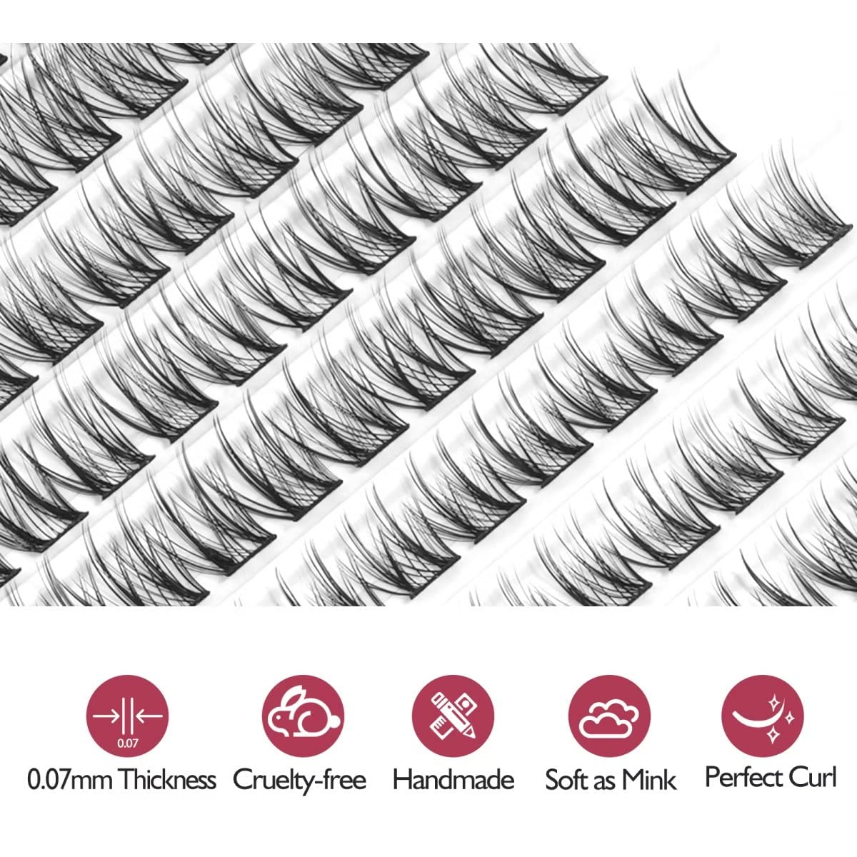 FLOMAZE Lash Clusters 100 Pcs DIY Eyelash Extension Wide Stem Lightweight Handmade Reusable Individual Lashes DIY at Home (Wings-100 pcs-Mixed)