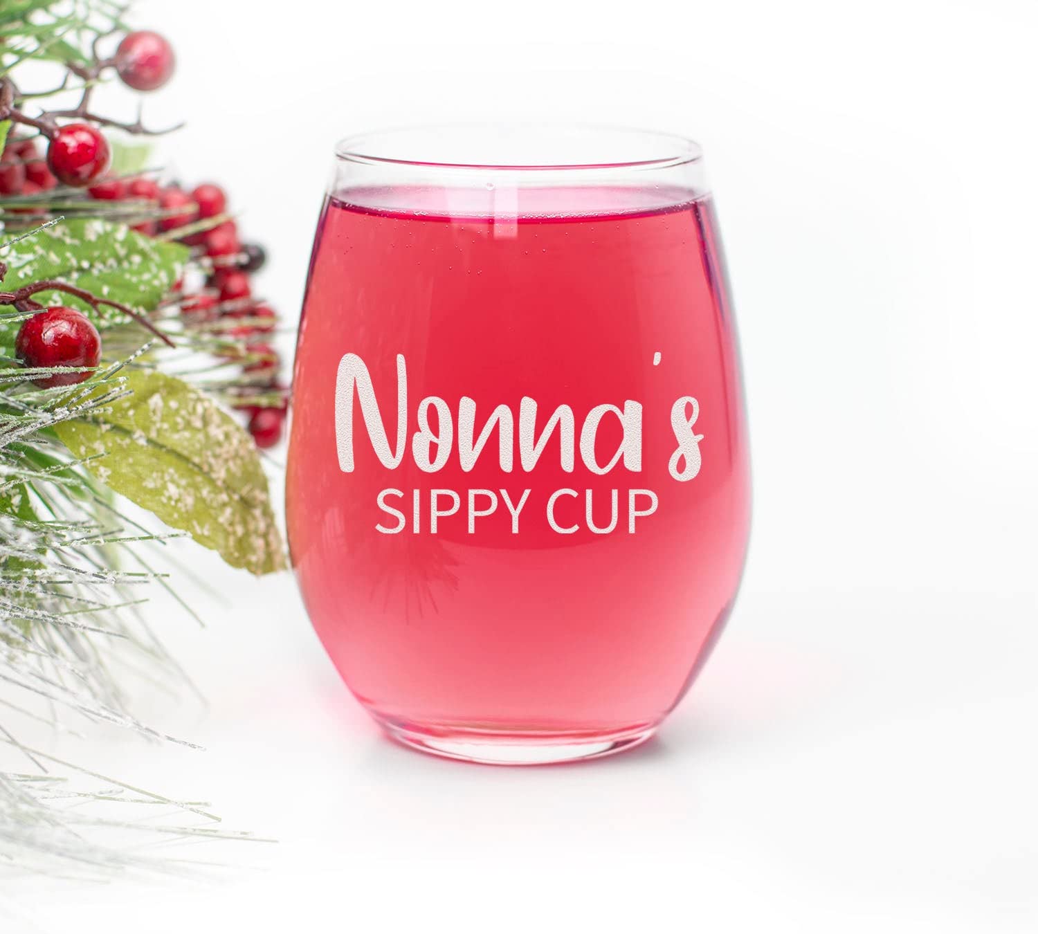 HTDesigns Nonna's Sippy Cup Stemless Wine Glass - Mother's Day Gift Nonna Wine Gift - First Time Nonna New Nonna Gift - Nonna Wine Glass