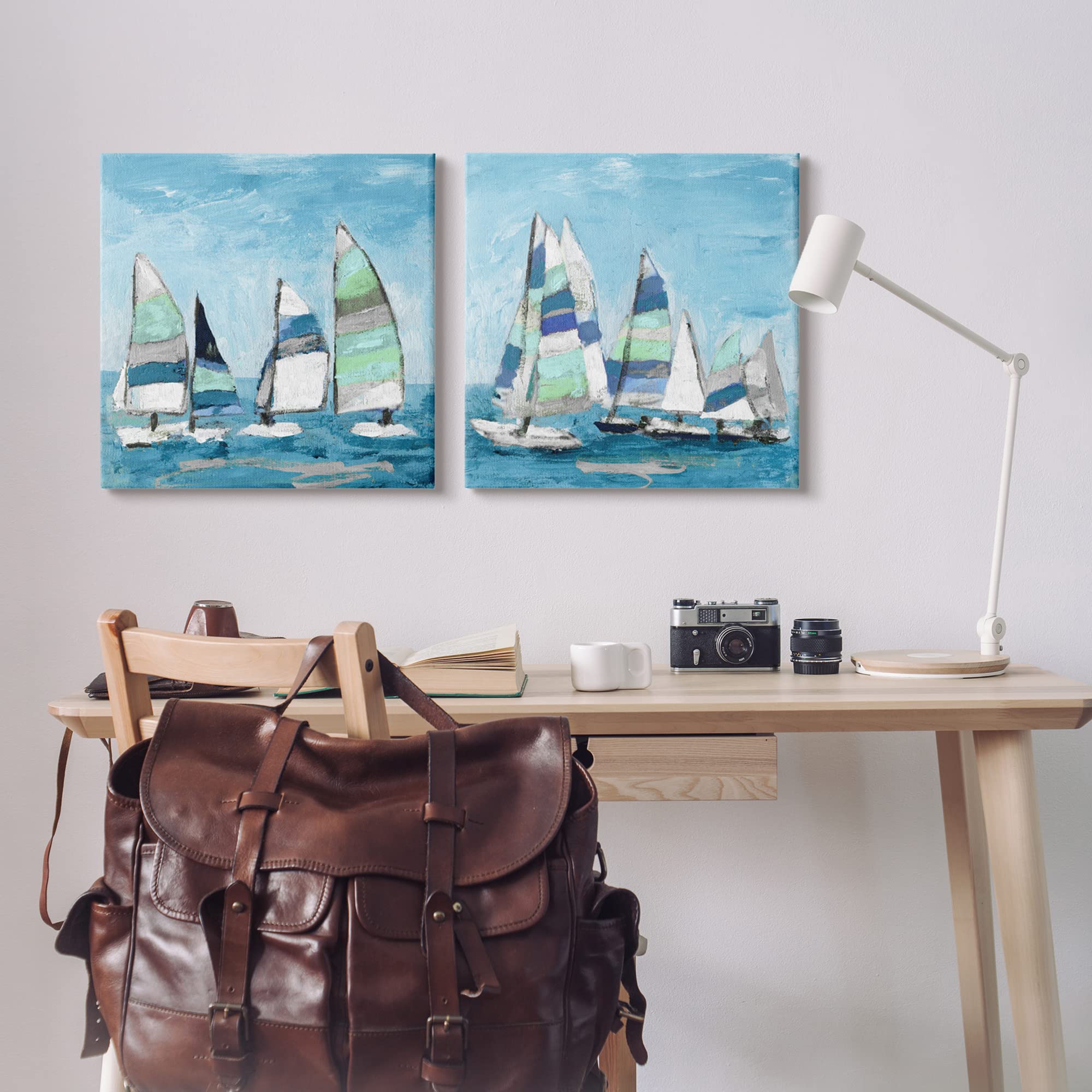 Stupell Industries Soothing Sailboats Drifting Nautical Ocean Marina Vessel 2pc set Canvas Wall Art, Design by Katrina Craven