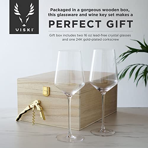 Viski Corkscrew Gift Box Wine Glass Sets, Set of 3, Clear (10990)