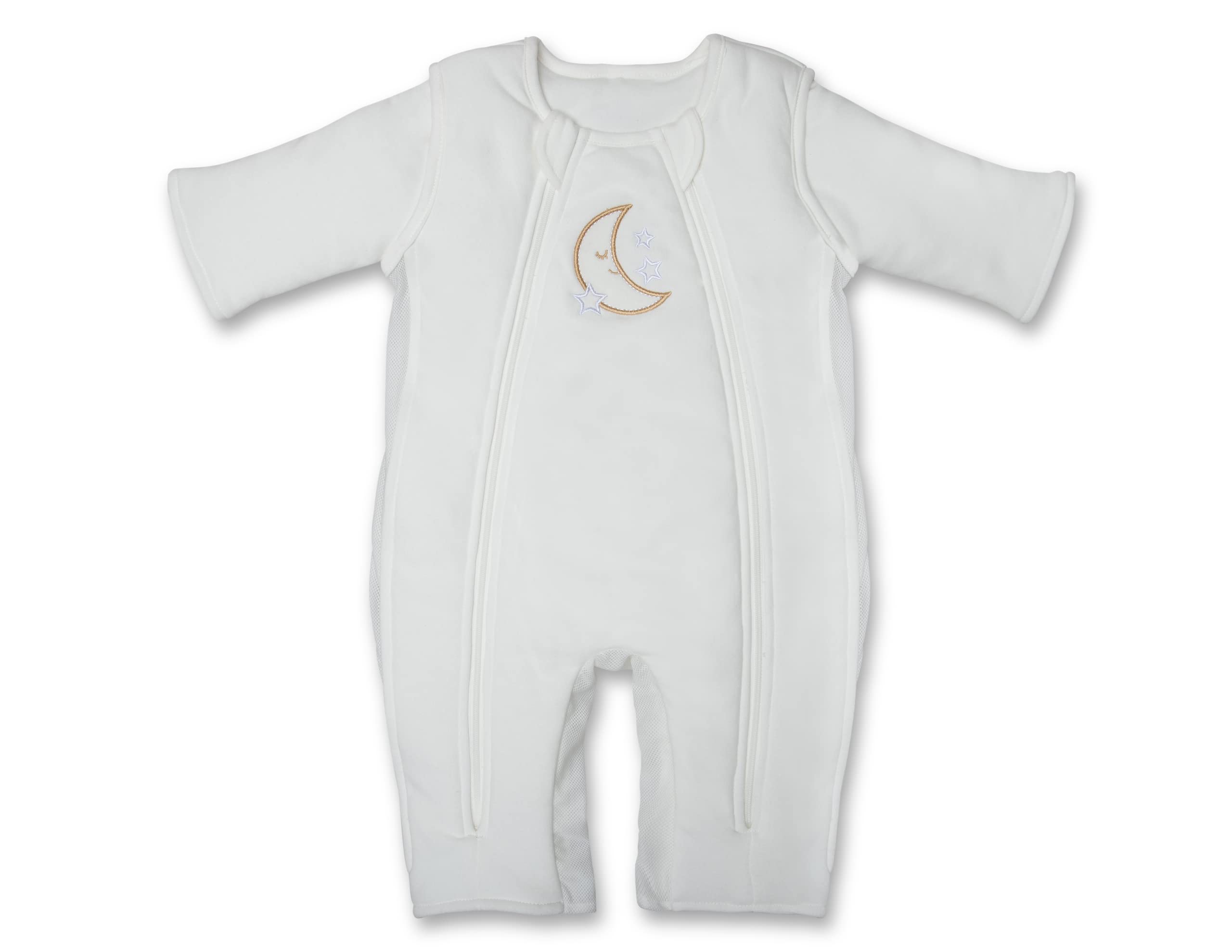 Baby Brezza 2-in-1 Double Zipper Baby Sleepsuit - Unique Swaddle Transition Sleepsuit - Breathable with Mesh Panels - Converts from Sleepsuit to Sleep Vest, 3-6 Months, Cream