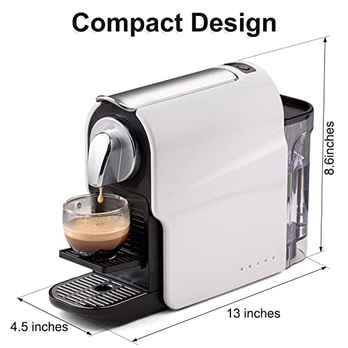 beanglass Espresso Pod Machine for Home, Compact Capsule Coffee Maker for Nespresso Original Pods, 20 Bar High Pressure Pump, Removable Water Tank, Adjustable Cup Tray, 1350W